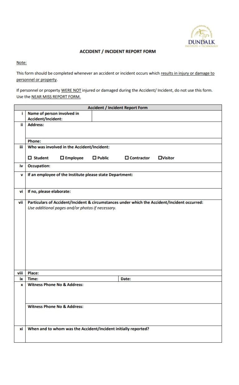 Incident Report Example → Free Report Examples