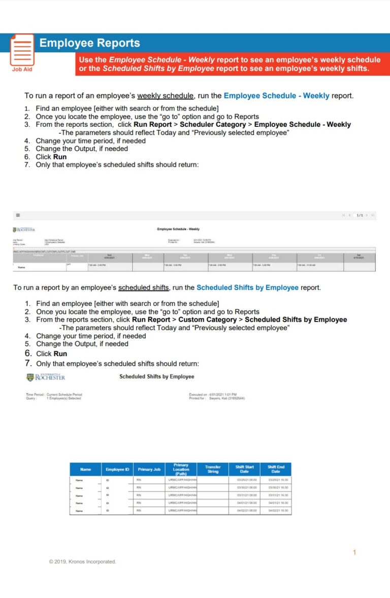 Employee Shift Report Example → Free Report Examples