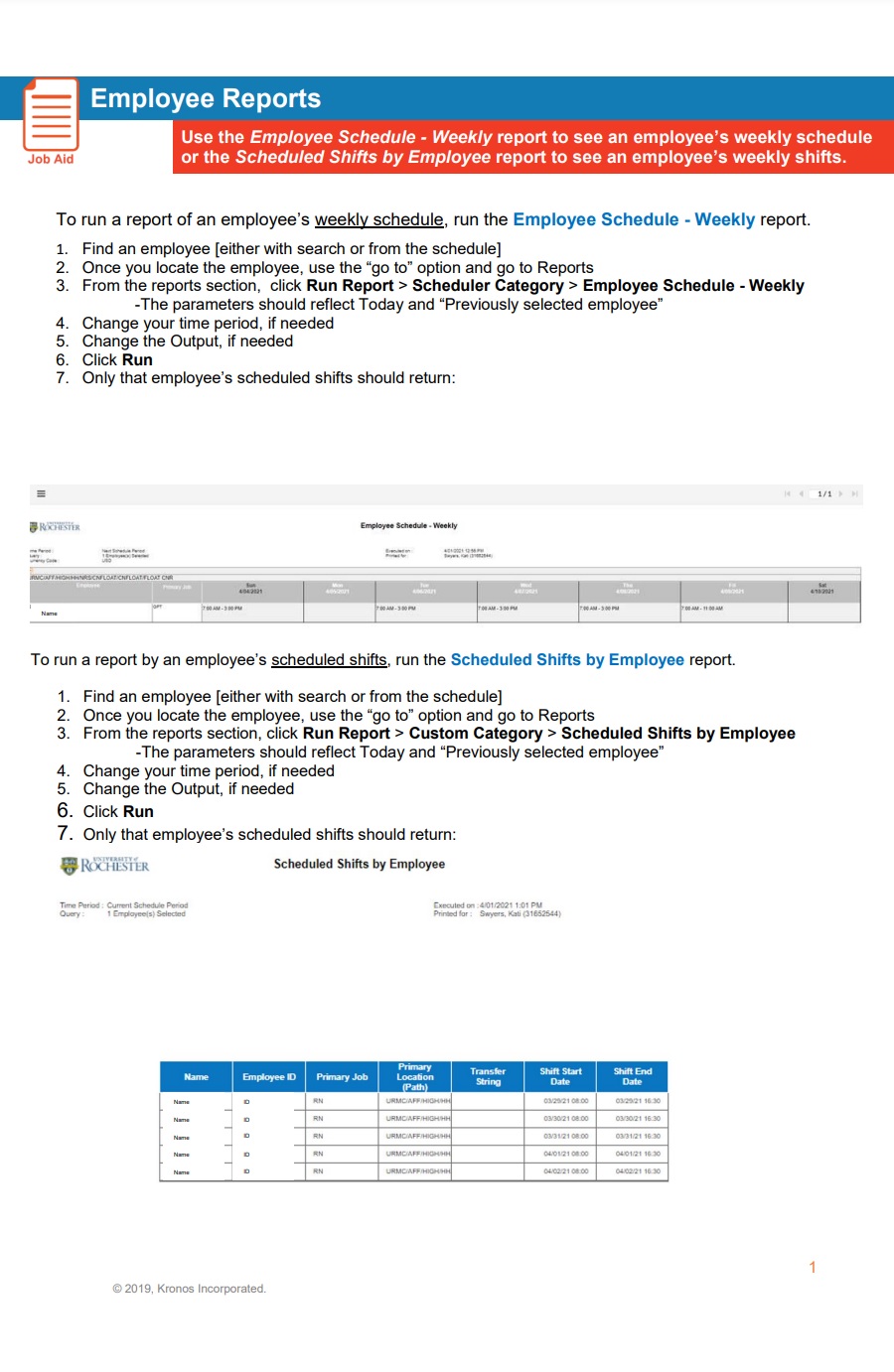 Employee Shift Report Example → Free Report Examples