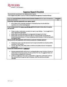 Expense-Report-Checklist-Example → Free Report Examples