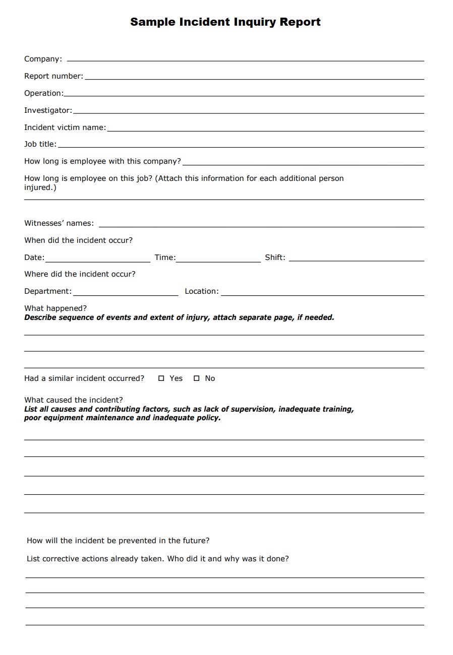 Inquiry Report Example | Free Report Examples