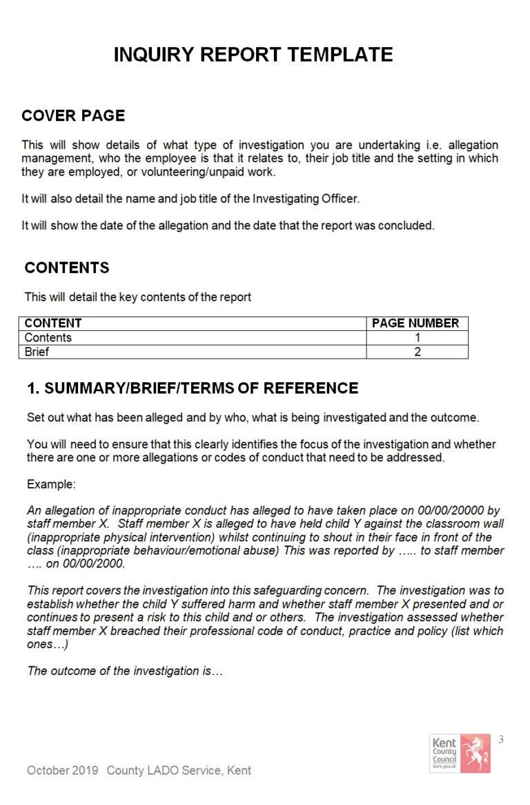 Inquiry Report Example | Free Report Examples