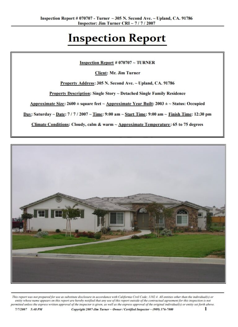 Inspection Report Example | Free Report Examples