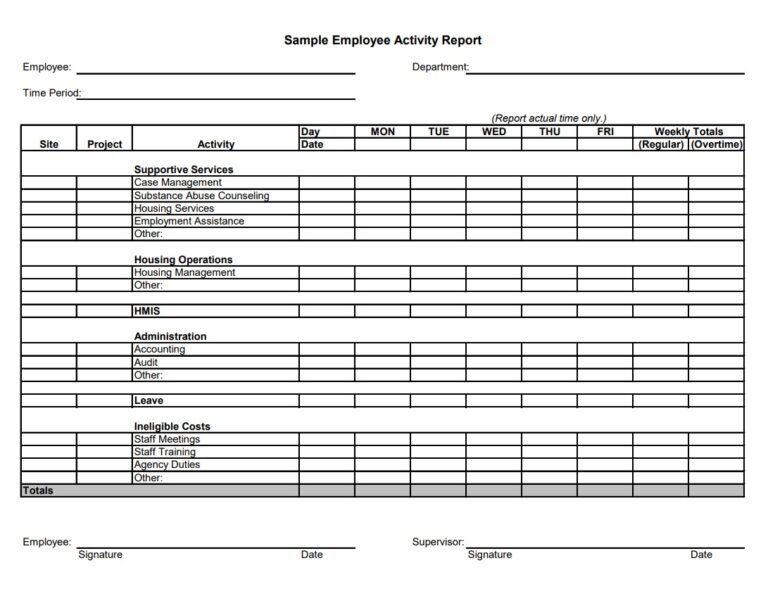 Staff Activity Report Example | Free Report Templates and Examples