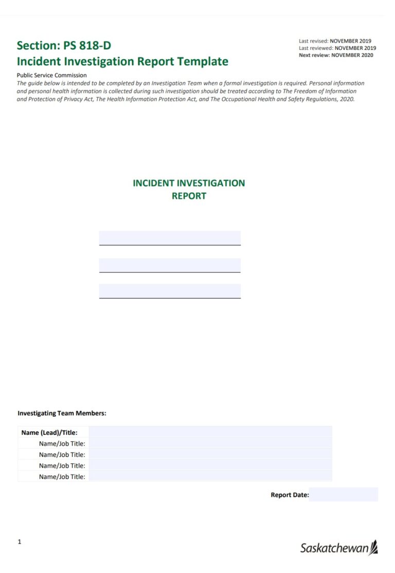 Investigation Report Example → Free Report Examples