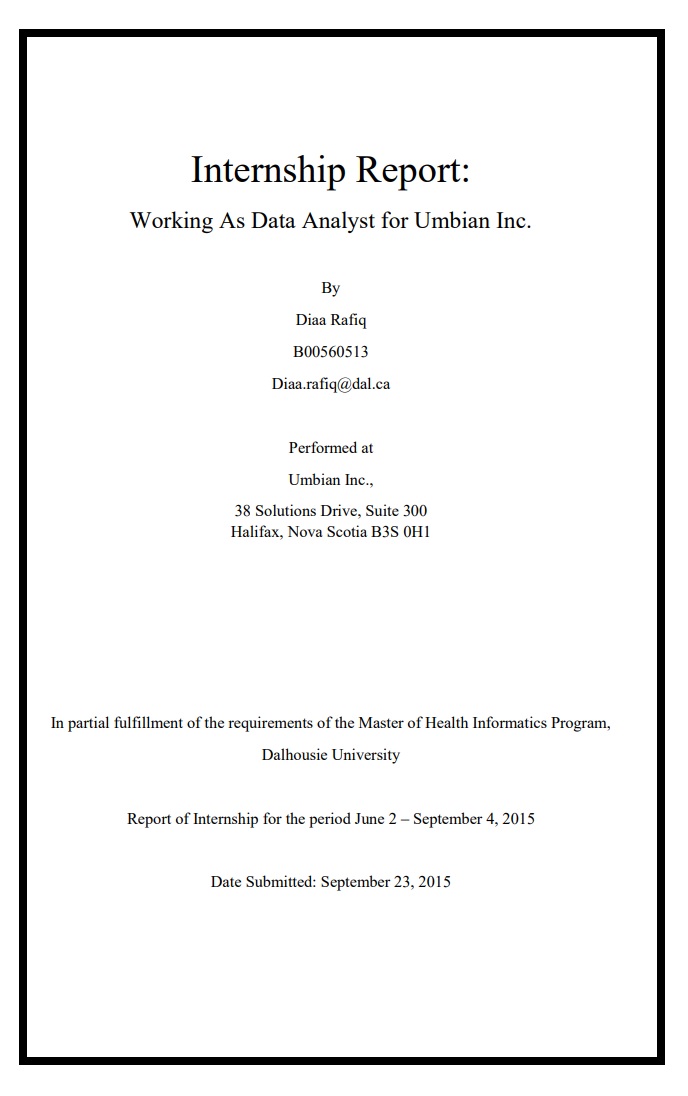 Internship Report Example → Free Report Examples