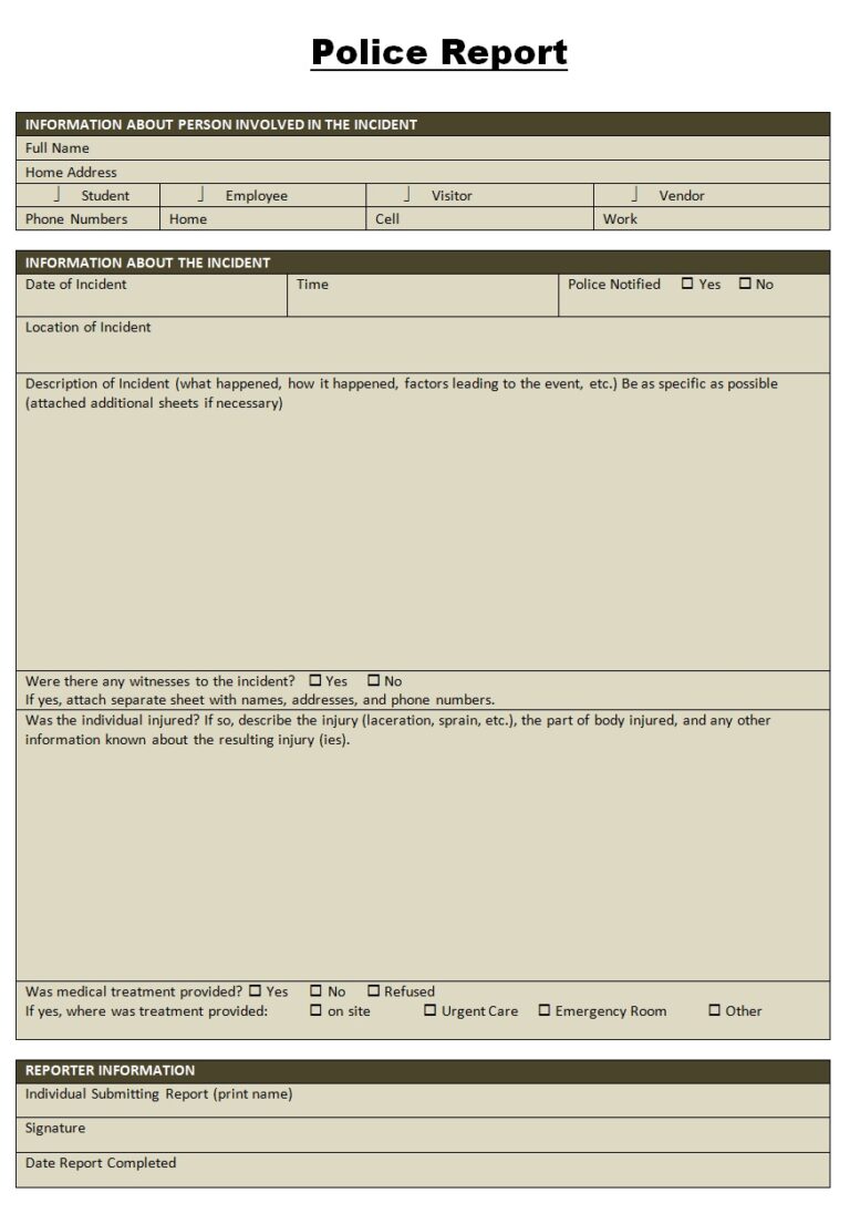 Police Report Example (Fake) | Free Report Examples