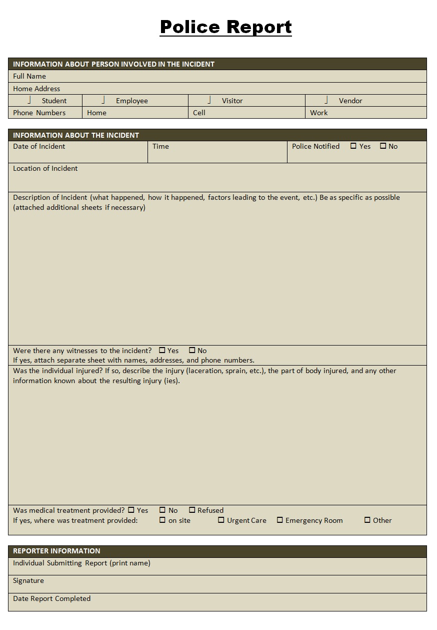 Police Report Example (Fake) | Free Report Examples