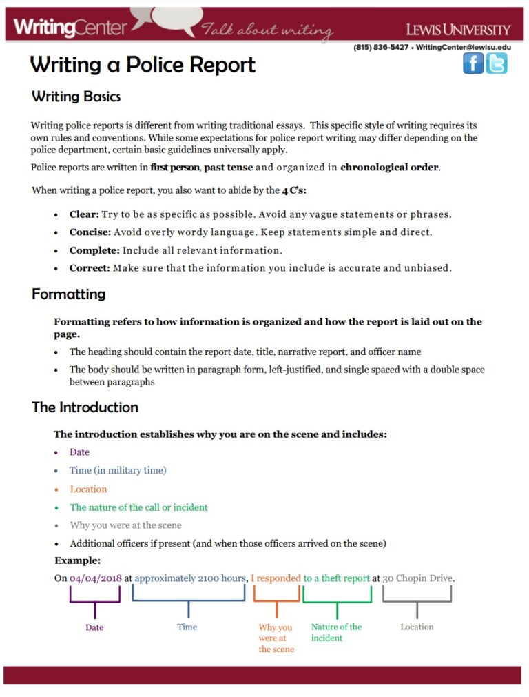 Police Report Example (Fake) | Free Report Examples