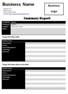 Summary Report Example → Free Report Examples