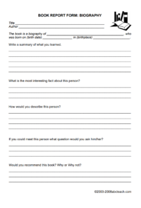 Biography-Report-Form | Free Report Examples