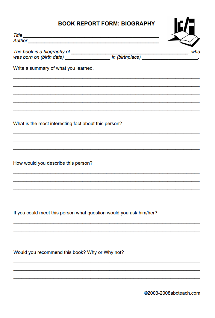 Biography-Report-Form → Free Report Examples