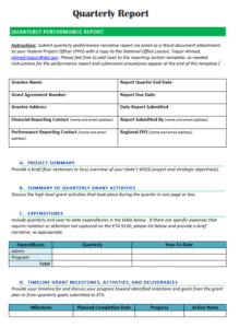 Quarterly Report Example → Free Report Examples
