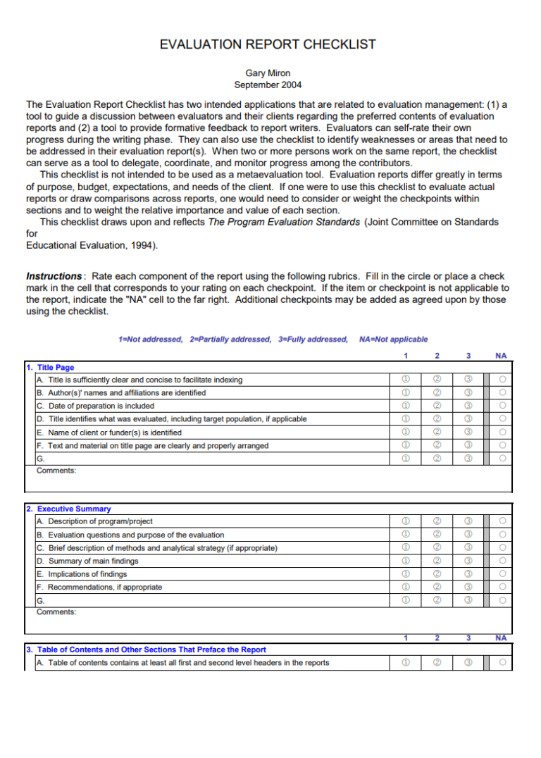 Evaluation Report Example → Free Report Examples